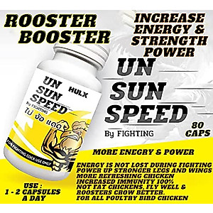 HULX 80 Capsule, Rooster Booster UN Sun Speed Vitamins Health Chicken Supplement Super Increasing Energy, Stronger & More Power Healthy Formula Feed for Bird Poultry, Cock Fighting Gamecocks Hen Food