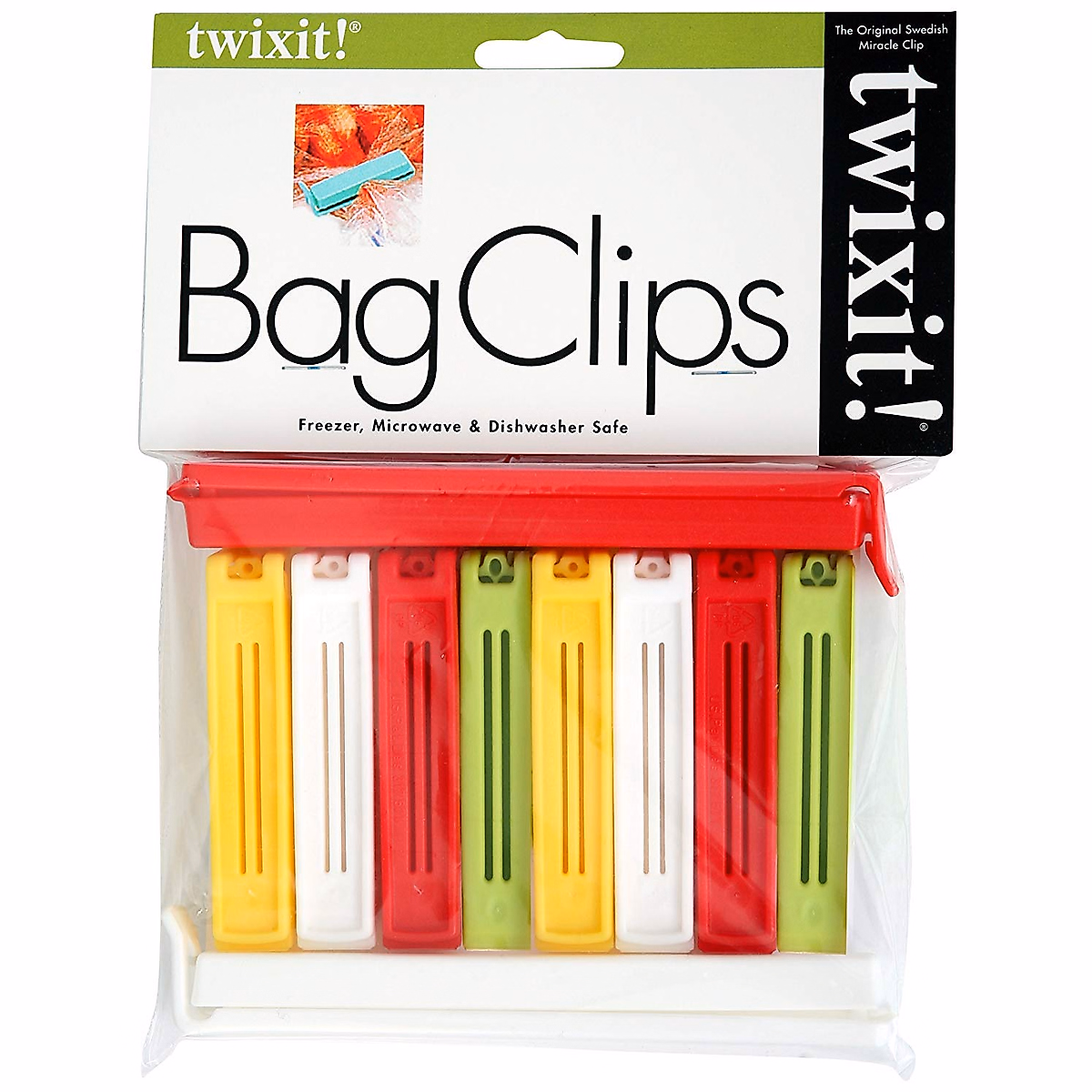 LINDEN SWEDEN Twixit Bag Clips - Set of 2 - Keep Food Fresh, Prevent Spillage - Great for Storage and Organization - Microwave, Freezer and Dishwasher-Safe - BPA-Free, Super