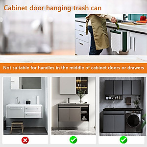 HUAPPNIO Hanging Trash Can for Kitchen Cabinet Door Wall Mounted Foldable Plastic Garbage Bin 2.6 Gallon Green