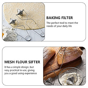 Powdered Sugar Shaker Duster - Stainless Steel Creative Flour Sifter for Baking - One-Handed Operation Powder Sugar Duster Sugar Shaker for Sugar, Flour, Chocolate Powder（S)