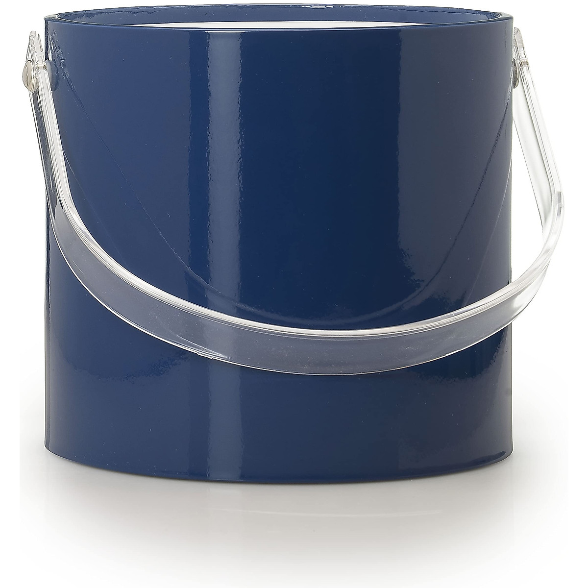 Mr. Ice Bucket By Stephanie Imports Hand Made In USA Blue Double Walled 3-Quart Insulated Ice Bucket With Clear Lucite Lid and Handle