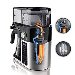 Braun MultiServe Coffee Machine 7 Programmable Brew Sizes / 3 Strengths + Iced Coffee & Hot Water for Tea, Glass Carafe (10-Cup), Stainless/Black, KF9150BK