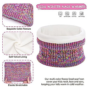 Toddler Kids Winter Hat Scarf Touchscreen Gloves Set 3-6-12 Year Old Knit Pom Beanie Hats Neck Warmer Gifts for Girls Boys