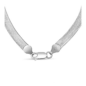 Olive & Chain Sterling Silver Herringbone Chain Necklace, Lobster Clasp, Reflective Surface, Multi-Purpose, 925 Sterling Silver, Hypoallergenic, Comfortable, Unisex