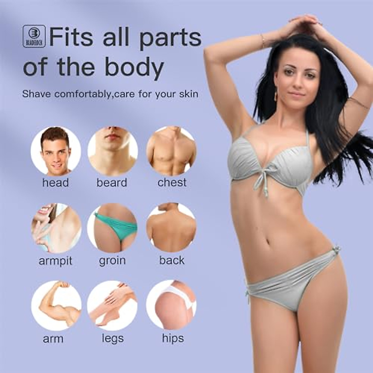 Founouly Bikini Trimmer for Women - Pocket Blue Electric Razors Ladies Shaver Legs Pubic Hair with Ceramic Blade Rechargeable Body Clipper, Wet/Dry Use Male Hygiene Razor, TS100