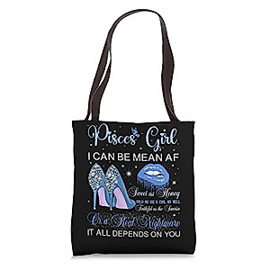 Pisces Girl Birthday High Heels Dripping Lips Horoscope Tote Bag