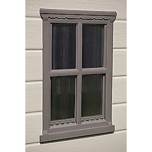 Keter Factor 8x8 Foot Large Resin Outdoor Storage Shed with Floor for Patio Furniture, Lawn Mower, and Bike Storage