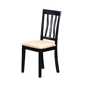 East West Furniture DLAN3-BCH-C 3 Piece Dining Room Table Set Contains a Round Kitchen Table with Dropleaf and 2 Linen Fabric Upholstered Dining Chairs, 42x42 Inch, Black & Cherry