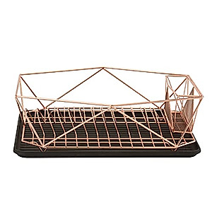 Kitchen Details Copper Geode Deluxe Dish Drying Rack with Drain Board | Cutlery Basket | Utensil Holder | Iron Frame