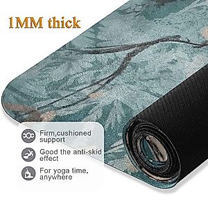 GOODOLD Horses and Flowers Yoga Mat, 71 x 26 Inch Non-slip Yoga Mats Folding Travel Exercise Mat Indoor Outdoor Gym Pilates with Storage Bag for Women Men