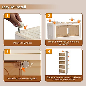 SHELLAJUN Storage Bins with Lid, 180QT Plastic Storage Bin, Collapsible Storage Bins with Wheels, Storage Bins for Home Office, Storage Cabinet, Stackable Storage Organizer, 5-Tier