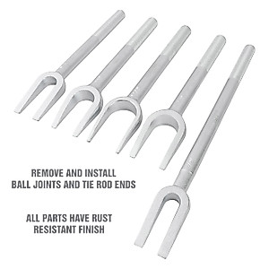 OEMTOOLS 37201 Tie Rod/Ball Joint Separator Set, 5 Piece, Replace Tie Rod, Separate Ball Joints and Pitman Arms, Pickle Fork, Ball Joint Removal Tool