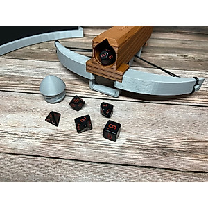 MunnyGrubbers - Crossbow Dice Roller - (Dark Brown) - (Random 7PCS D20 Dice Set Included) - Tabletop RPG - Dice Holder - Dice Popper - Dice Tower - Dungeons and Dragons - DND - D&D - (Dark Brown)
