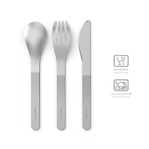 monbento - MB Slim Box pink Moka Cutlery Set for Bento box - Trio Knife - 3 Pieces Fork Spoon Knife - Perfect for Outdoor/Work Lunch