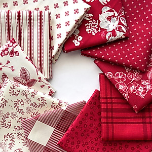 Lily Bella Fabrics Heirloom Red Fat Eighth Bundle (10 Pieces) by My Mind's Eye for Riley Blake (MME.HEIRLOOMRED.A.10FE)