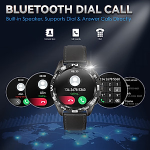 Smart Watch for Men Call Receive/Dial 1.32" HD Full Touch Screen Sports Smartwatch Compatible with iPhone Android Phone Waterproof Fitness Tracker with Bluetooth Calling Heart Rate Sleep Monitor
