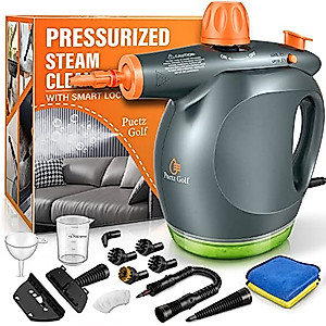 1250W Powerful Handheld Steam Cleaner with Detergent Container and Safety Lock, Multifunctional and Pressurized Hand Held Steamer for Kitchen, Bathroom, Windows and Floors, Steamer for Cleaning