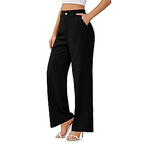 onlypuff Palazzo Pants for Women High Waisted Work Capris Wide Leg Trousers XL Black