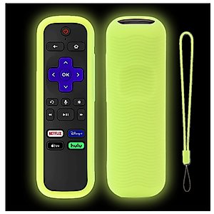 Silicone Protective Controller Cover fits for Roku TV Voice Remote | Element | Onn | Hisense | Westinghouse Roku TV Controller Cover,Glow in The Dark