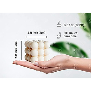 Bubble Candle Bundle Pack of 2, Trendy Home Decor Candle, Bergamot & Ylang-Ylang Essential Oil Scented Aromatherapy, Premium Handmade Soy Wax Rubik's Cube Candle