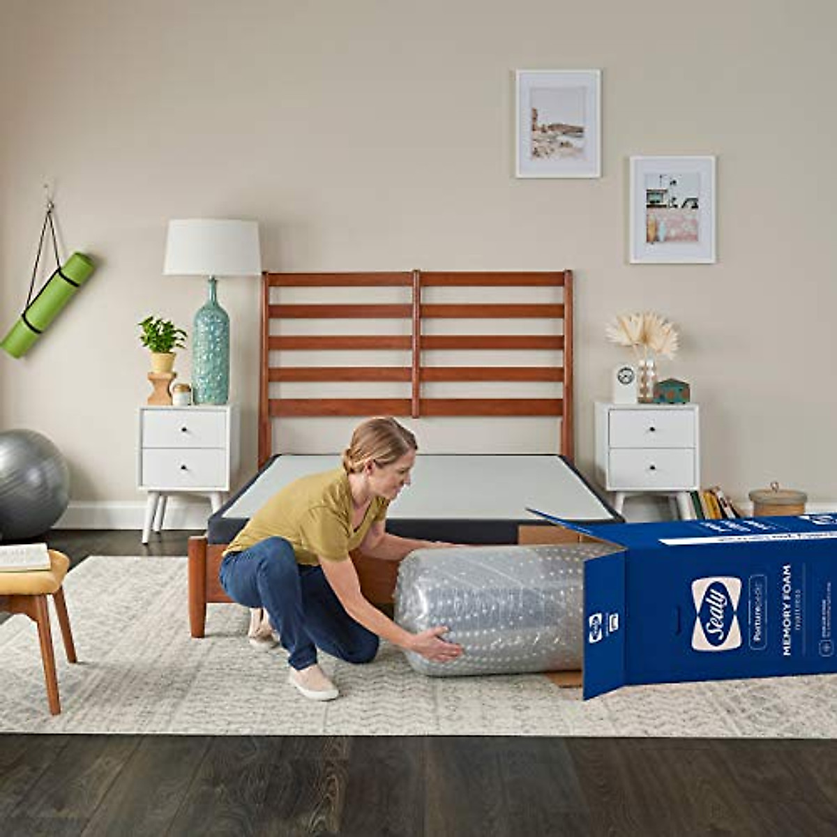 Sealy Posturepedic 13" Soft Memory Foam Mattress with Cooling Cover Technology, Adaptive Memory Foam Mattress for Pressure Relief, Queen