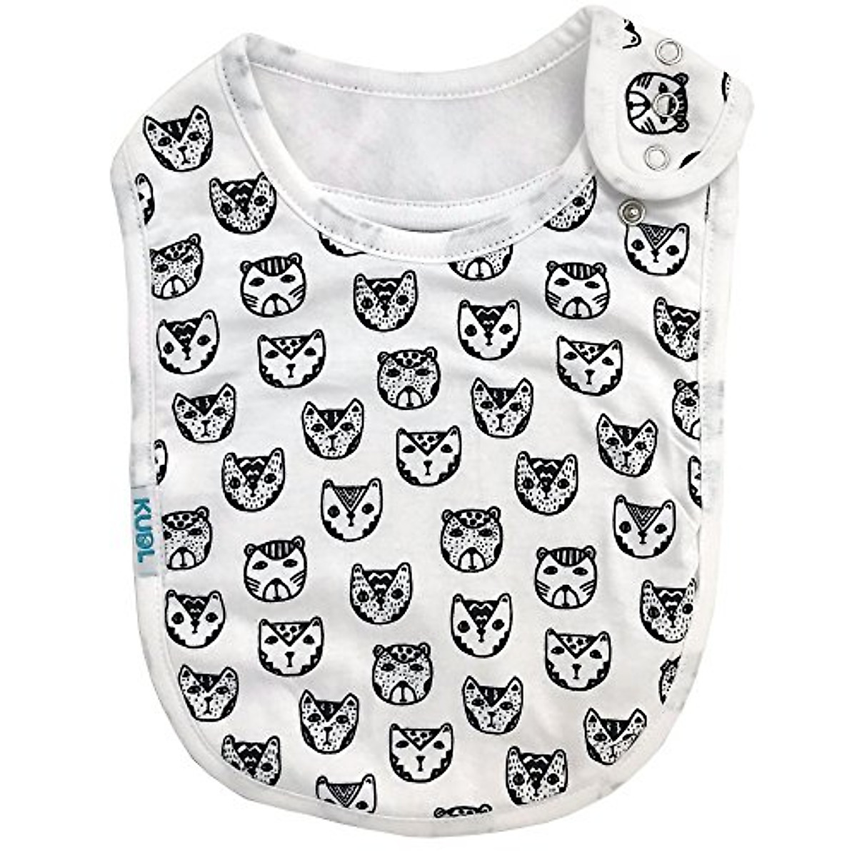 KUDL Baby Bibs Large Burpy Cloth 4 Pack Gift Set Soft Absorbent Feeding Reflux Drool Teething Bibs, Adjustable Snap Buttons, Funny Designs for Boys & Girls - Aztec Black & White