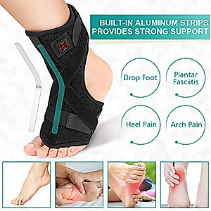 VINGVO Foot Heating Pad,Plantar Fasciitis Support Brace 1 Pair Compression Foot Sleeves Heated Therapy Night Splint Achilles Tendonitis for Arthritis Sprains Strains Heel Spur Torn Tendons