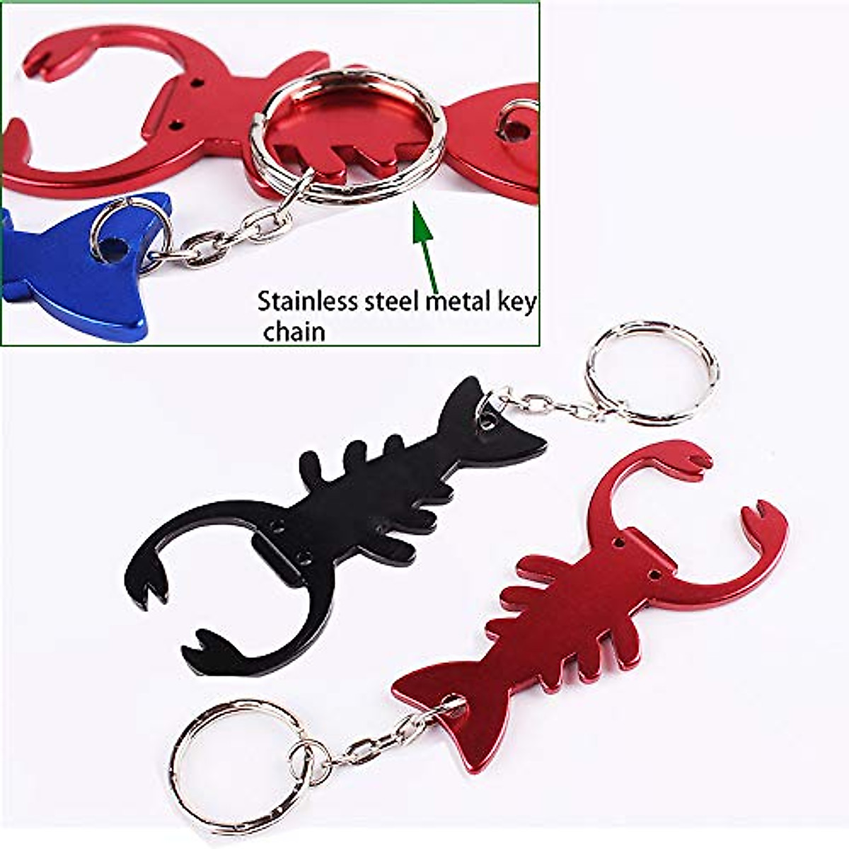 Flat Bottle Beer Opener Key Chain Lobster Wine Bottle Opener 6 Pack Colorful Aluminum Alloy Tool Funny Opener for Home Kitchen Bar Restaurant Bartender Anniversaries Party Supplies