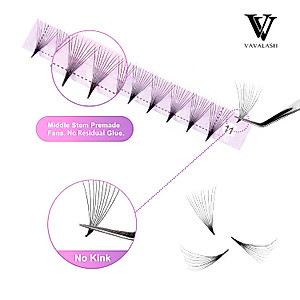 Eyelash Extensions 3D 4D 5D 6D 8D 9D 10D Thickness 0.07/0.1 C/D Curl Eyelashes Middle Stem & Long Stem Heat Bonded Premade Fans Russian Volume Lash Extensions Supplies (Middle Stem 10D-0.07-D-8-15mm)