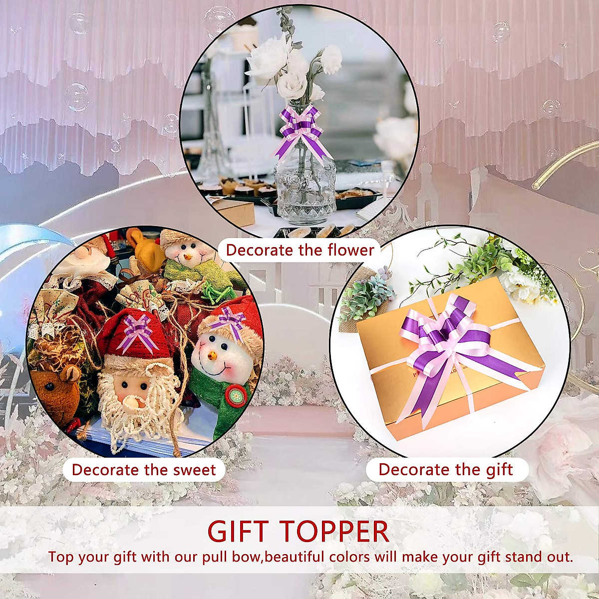 MMYQXI 80 Pieces 5.5 Inches Diameter Pull Bows for Gifts Pull Bows Present Wrapping Pull Bows with Ribbon for Wedding Present Baskets Random Color