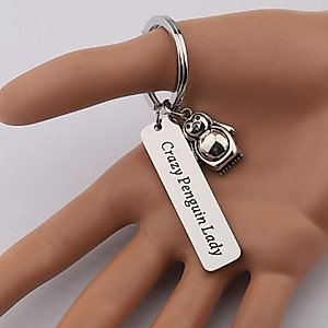 BNQL Crazy Penguin Lady Keychain Gift for Animal Lovers