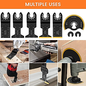 JTWEB 30PCS Oscillating Saw Blades Titanium Oscillating Multitool Blades, Universal Quick Release Multi Tool Blades Kits Wood and Metal Plastics Cutting for Bosch Ryobi Milwaukee Fein