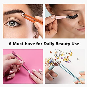 Velodios Tweezers for Women and men, Professional Precision Tweezers for Eyebrows, Pointed and Slant Tweezers for Facial Hair, Splinter and Ingrown Hair Removal, Stainless Steel Tweezers Set - 4Pack