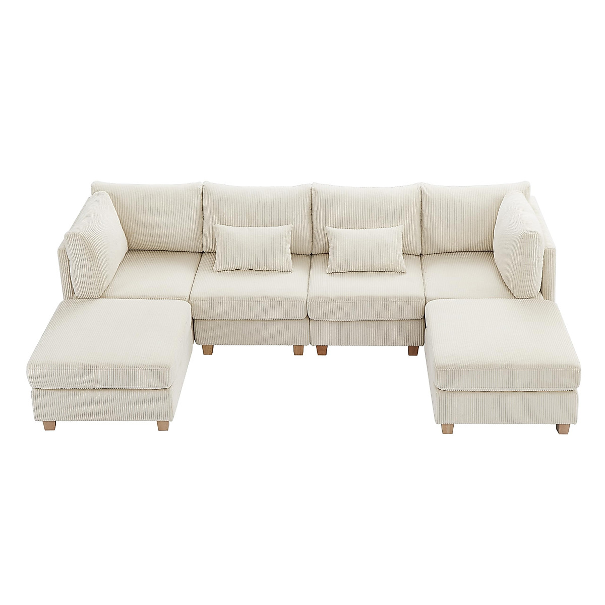 Dagniwak Convertible Sectional Sofa，U-Shaped Couch，Freely Combinable Sofa Modules, Corduroy Fabric, with High Supportive and Soft Sponges, for Living Rooms, Apartments and Offices (Beige)