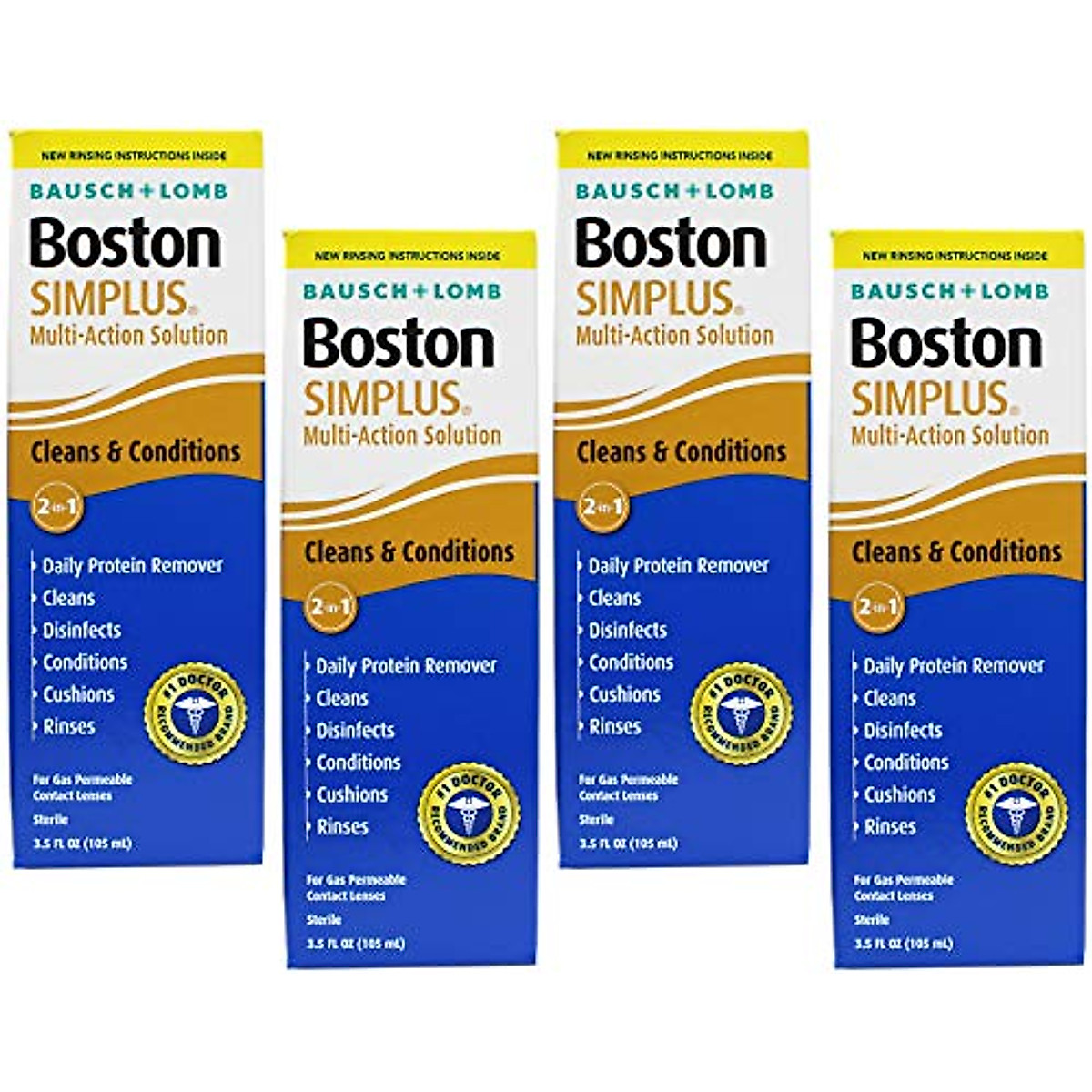 Bausch & Lomb Boston Simplus Multi-Action Solution, 3.5 OZ (Pack of 4)