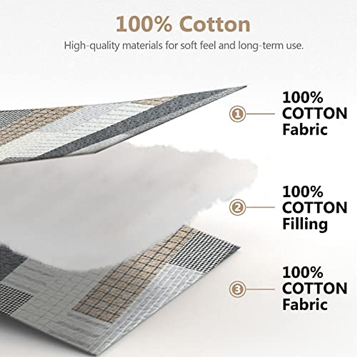 Quilts Queen Size, Queen Quilt Bedding Set Bedspread, 100% Cotton Patchwork Quilt for Queen Bed, 3 Pieces Plaid Farmhouse Reversible Lightweight Comforter Bed Spread for All Season, Grey/Tan/Black