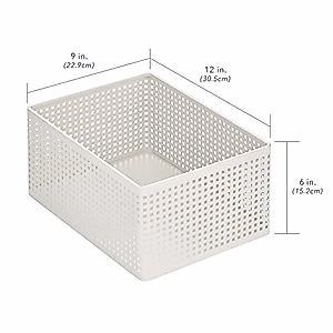Nate Home by Nate Berkus Perforated Metal Bin | Essential for Kitchen Cabinet or Pantry Organization and Storage from mDesign - Set of 3, White