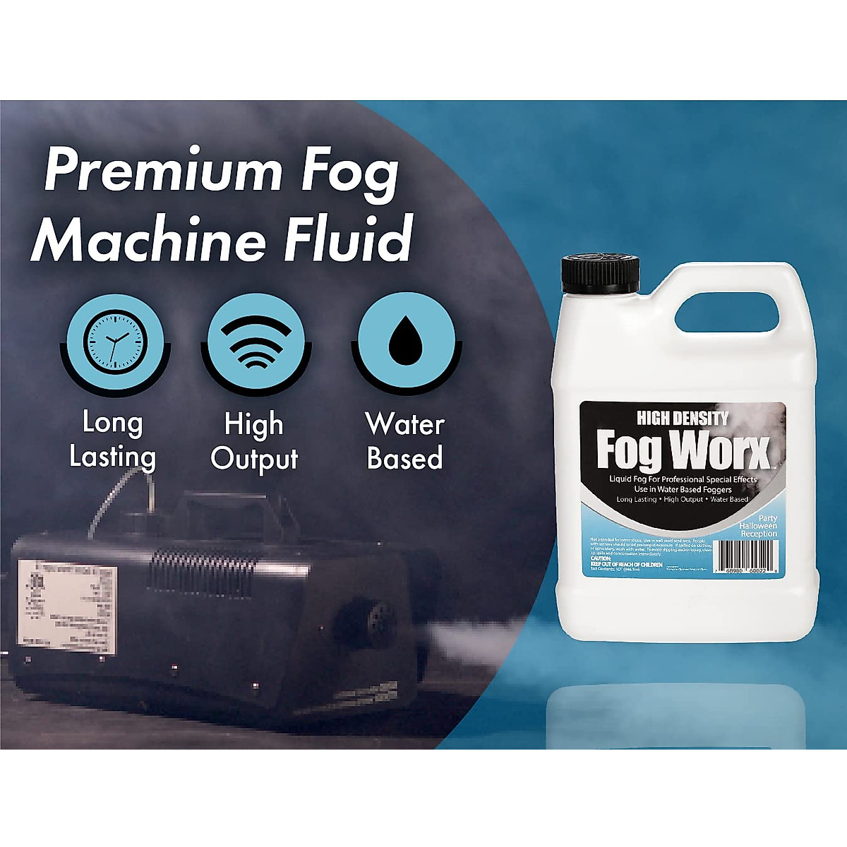 FogWorx Extreme High Density Fog Juice - Long Lasting, High Output, Odorless Water Based Machine Fluid - 1 Quart, 32 Ounces for 400 to 1500 Watt Machines