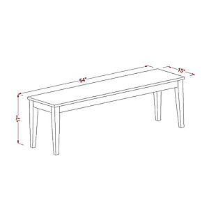 East West Furniture Nicoli Dining Table Bench with Wooden Seat, 54x15x17 Inch, Black & Cherry