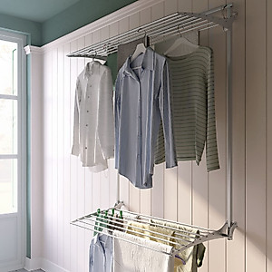 foxydry Wall Plus, Wall Mounted Drying Rack, Wall Clothesline, Laundry Drying Rack Foldable and Suspended Clothesline in Aluminium and Steel