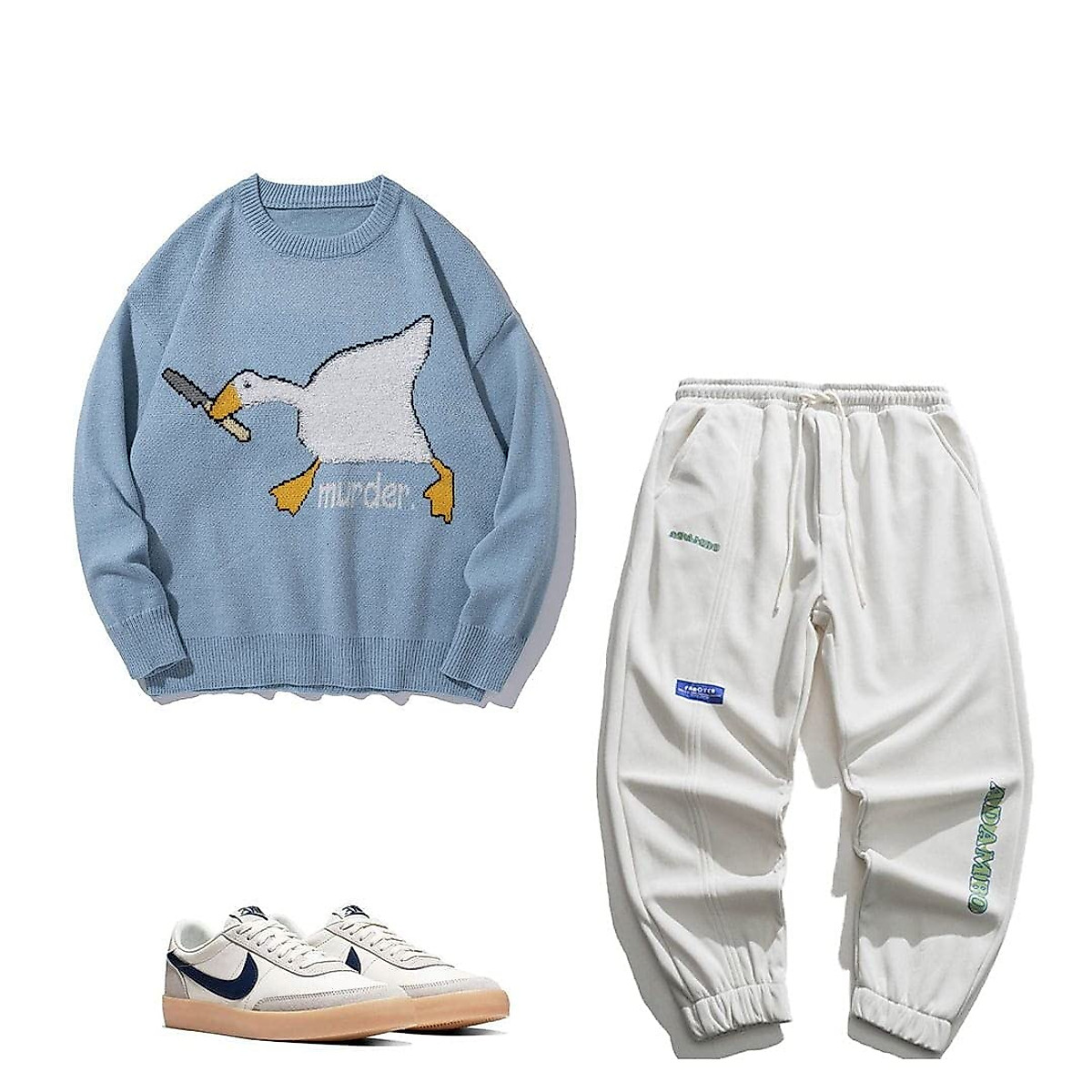 Aelfric Eden Mens Long Sleeve Van Gogh Printed Cable Knit Sweaters Casual Oversized Sweater Pullover