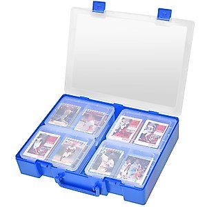 ALCYON 1600+ Baseball Card Storage Box, Sports Cards Holder Organizer Hard Plastic Display Case Compatible with Baseball/Football/for MTG/for PM for Collector (blue)