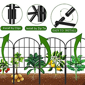 Ticanros 12 Pack Decorative Garden Fence Panels No Dig Fencing, Total 24in (H) x 13ft (L), Rustproof Metal Wire Garden Fence Border, Small Animal Barrier Fence for Dog