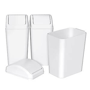 Yesdate 3-Pack 4.5 Gallon Plastic Trash Can with Swing Lid, Swing-Top Waste Can, White