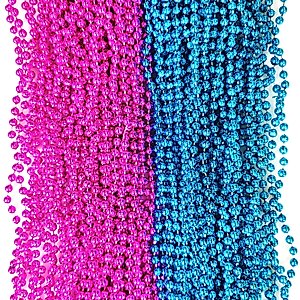 50 Pcs 6mm Baby Gender Reveal Beads for Baby Shower Announcement Party Supplies 33 Inch Baby Blue Hot Pink (6mm 50 pcs)