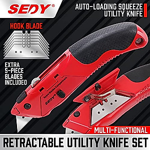 Heavy Duty Box Cutter - Retractable Utility Knife with Spare Blades, Ergonomic Design, Built-In Storage, Safe Lock System, Ideal for Cardboard, Paper, Thin Plastic Cutting - Razor Knife Boxcutter