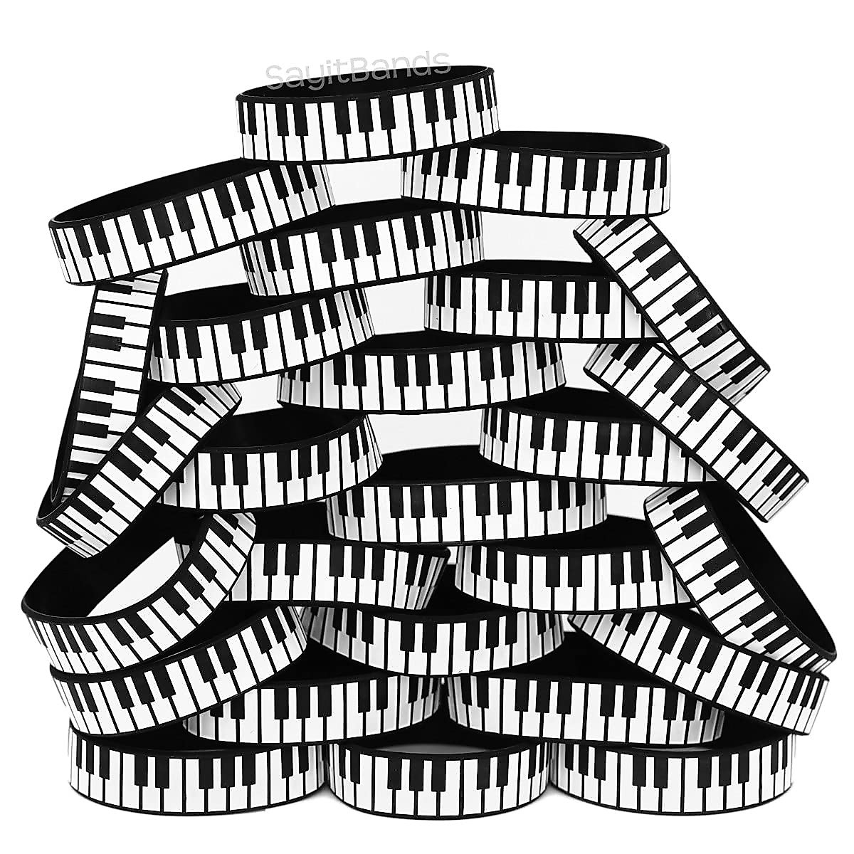 50 Piano Wristbands - Musical Instrument Keys Bracelets for Pianists and Musicians