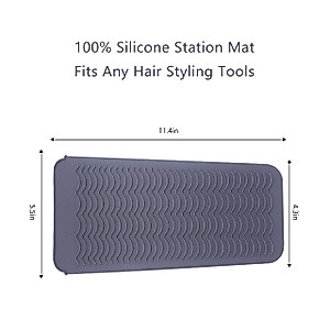 Heat Resistant Silicone Mat Pouch, Curling Iron Holder for Curling Iron Hair Straightener Flat Iron and Hot Hair Tool (Gray)