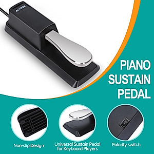 Aodsk Piano Sustain Pedal,Keyboard Sustain Pedal for Digital Piano With Polarity Switch and Anti-Slip Rubber Bottom For MIDI Keyboards,Digital Pianos,1/4'' (6.35mm) Input Plug