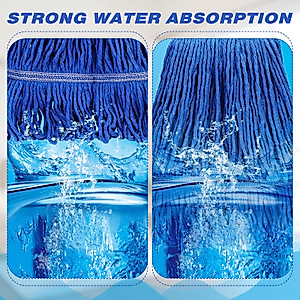 16 Pack Commercial Mop Head Replacements Looped End Wet Mop Head Heavy Duty Mop Heads Cotton String Mops Blue Industrial Cleaning Mop Head Refills for Commercial Industrial Home Cleaning
